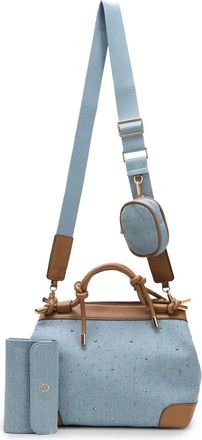 Oltre Femme, Sacs, Bleu, Taille: ONE Size Denim Barrel Bag
