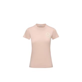 Moncler Moncler T-shirt En Coton &Agrave; Logo Brod&eacute;, Femme, Rose, Taille: Xs