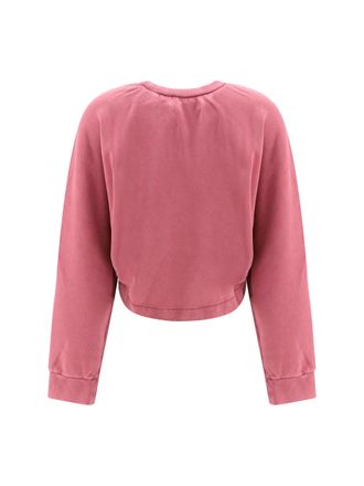 Off-white Balloon Sleeve Cropped Sweatshirt - Pink