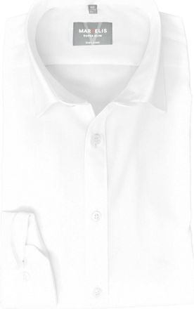 Marvelis Herren Businesshemd Langarm Super Slim,Einfarbig,Urban Kent,Weiss 00,39
