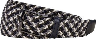 Tom Rusborg Elastischer Flechtg&uuml;rtel mit Leder-Details im Farbmix in