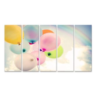 Islandburner Bild Bilder auf Leinwand Vintage bunter Ballon mit Regenbogen am blauen Himmel Konzept der Liebe im Sommer und Valentinstag Hochzeit Flitterwochen Wan