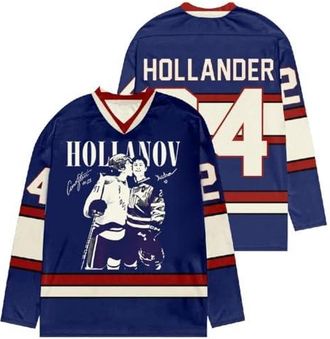 Generic Heated Rivalry Rozanov 81 Hollander 24 CP Inspired Hockey Jersey - Unisexe Col V Manches Longues Pull Sport Streetwear Top pour les fans de CP, Bleu m