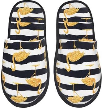 Generic Flamant Rose Dor&eacute; Homme Femme Chaussures De Maison Confortable Slippers Respirantes Chaussons Pour Automne Hiver Ext&eacute;rieur M