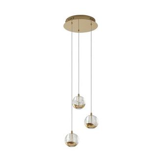 Lucande LED Suspension en verre Hayley (Moderne) Transparent Verre e. a. pour Salon & Salle à manger (à 3 lampes,), Luminaire Lampe plafond Plafonnier Suspend