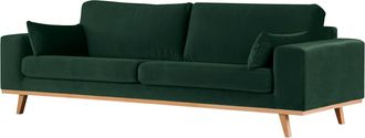 Mørteens home24 3-Sitzer Sofa Grün/Grün Samt Sadia 237 x 81 x 88cm Buche Hell Modern