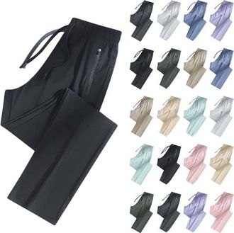 Generic Pantacourt d&eacute;contract&eacute; en lin &agrave; s&eacute;chage rapide avec poches zipp&eacute;es pour femme, Noir 2, 5XL