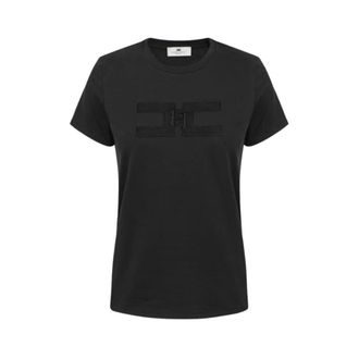 Elisabetta Franchi Cotton Jersey T-Shirt - - Tops - Damen - Schwarzk - XL