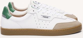Faguo Baskets blanc et vert cuir et su&egrave;de