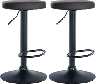 Clp Lot de 2 tabourets de bar Ponte en similicuir Noir M&eacute;tal noir mat