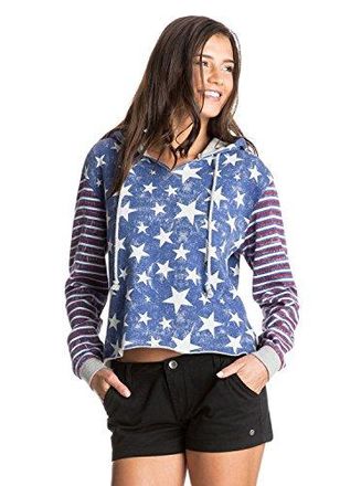 Roxy Womens Twinfinning A Hooded Pullover Fleece Sweatshirt, Marshmallow The The Stars, S