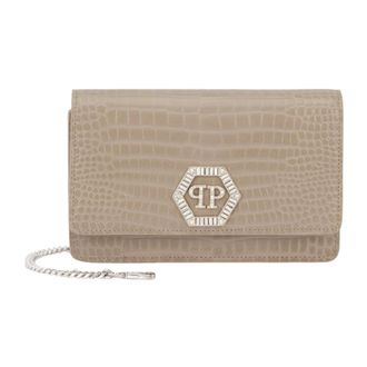 Philipp Plein Clutch Bag Cocco Hexagon - - Bags - Damen - Beige - ONE SIZE