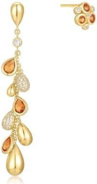 Ania Haie Melodic Poet Nano Gem Boucles doreilles pendantes en argent sterling plaqué or 14 carats, serties de zircones, de perles dorées et de pierres colorées