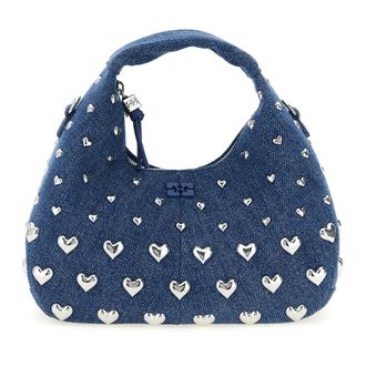Ganni Femme, Sacs, Bleu, Taille: ONE Size Denim Stud Mini Hobo Bag