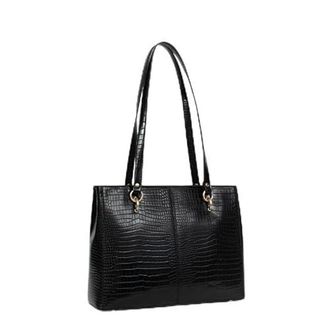 Pellet Sac porté épaule 2 anses - Synthétique façon croco - APOLLINE - Noir