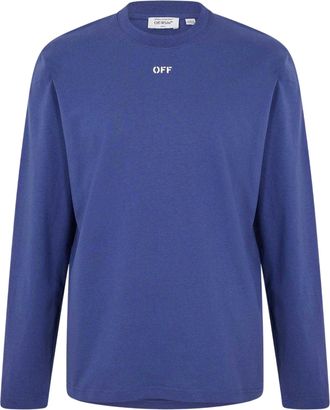 Off-white Off White - T-Shirt f&uuml;r Herren, Rundhalsausschnitt, Regul&auml;r, Lang&auml;rmlig (Dunkelblau/Wei&szlig;)