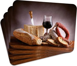 MG Design Set aus 4 Kork-Platzsets - Meal 1 - 30 x 40 cm - hitzebeständig & abwischbar, mit Korkrückseite