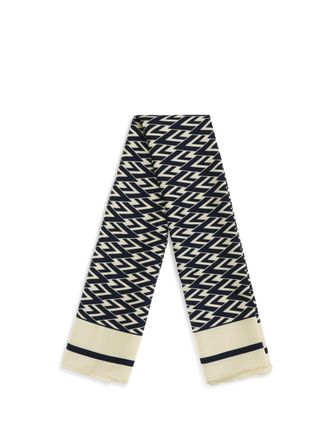 Valentino Garavani Womens Toute La V Silk Scarf Avorio-Blu Navy Avorio/blu Scarfs