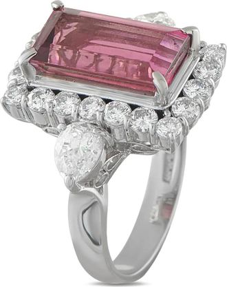 Luxury Bazaar bague en platine à rubellite et diamants - Argent