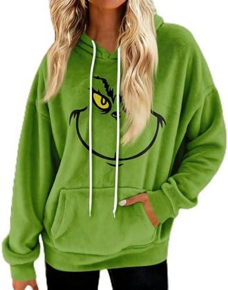 Generic Le Grinch Sweat Femme A Capuche Adulte Christmas The Oversize Costume Deguisement Chaud Pulls Hiver Sweatshirts Femmes Pull Pilou Moche Vetement Noel 