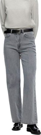 Selected Damen SLFALICE HW WID Long Eloise GRE JEA NOOS Jeans, Light Grey Denim, 30W x 32L