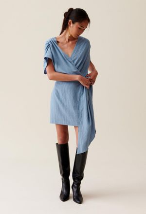 Claudie Pierlot Kurzes Wickelkleid Blau Streifen