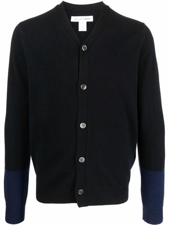 Comme Des Garçons cardigan bicolore en laine - Noir