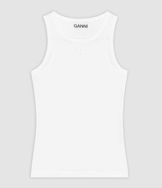 Ganni T-Shirt Soft Cotton Rib Bright White