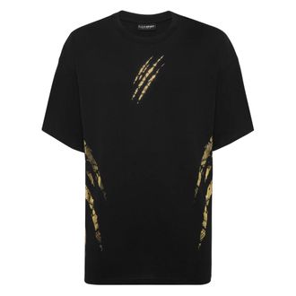 Plein Sport Homme, Tops, Noir, Taille: 3XL T-Shirt Col Rond en Coton Body Lines