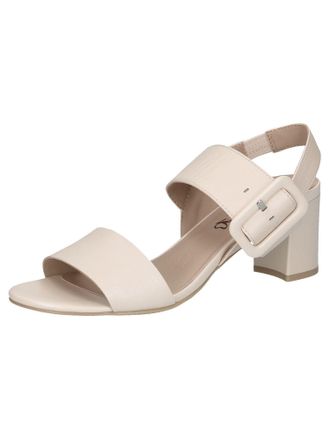 Caprice Damen Sandalen mit Absatz aus Leder mit Fußbett, Cremefarben (Cream Perlato), 38.5 EU