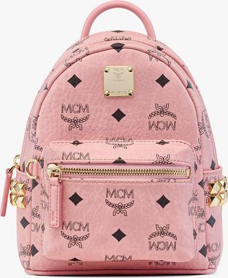 MCM Stark Bebe Boo Rucksack in Visetos mit seitlichen Nieten SOFT PINK VISETOS