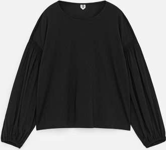 Arket Baumwollbluse Mit Ballon&auml;rmeln -Schwarz