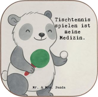Mr. & Mrs. Panda Tassenuntersetzer Panda Tischtennis Design - Geschenk, Tischuntersetzer, gl&auml;seruntersetzer, Ballsport, Untersetzer f&uuml;r Gl&auml;ser, Verein, Coaster, Tischs