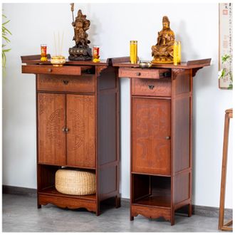 Generic Meditationsaltar mit Stauraum - Buddhistischer Altarschrank, Puja-Tisch f&uuml;r R&auml;ucherst&auml;bchen und Opfergaben, kompakter chinesischer Buddha-Schrank(39in