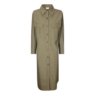 P.A.R.O.S.H. Kleid mit Kragen und Taschen - - Dresses - Damen - Gr&uuml;n - L