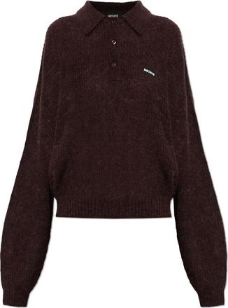Rotate Rotate Birger Christensen - Polo avec &eacute;cusson logo - Femme - Pulls - Brun - Taille: 36 FR