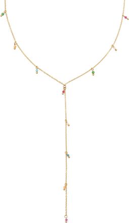 Singularu Halskette Y Mini Stone Colors. Edelstahl mit 18K vergoldung und Naturstein. Schmuck für Damen