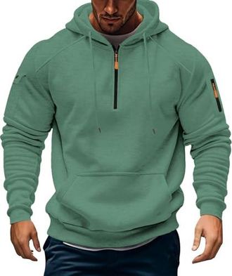 Generic Pull &agrave; capuche uni printemps pour homme 2026 - Manteau dhiver pour loisirs, fitness, jogging - Couleur assortie - Fermeture &eacute;clair - Manteau dhiver ch