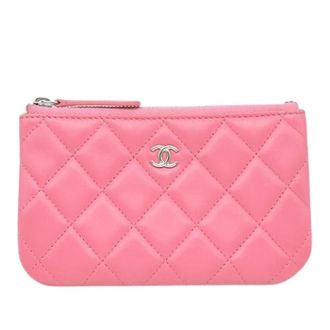 Chanel Portefeuille matelass&eacute; en cuir dagneau pr&eacute;-poss&eacute;d&eacute; - Femme - Pre-owned - Rose - Taille: ONE Size
