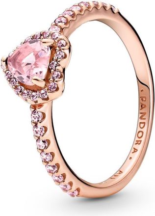 Pandora ROSE Timeless Ring funkelndes Herz 14k rosévergoldet, rosa Kristall, Zirkonia 188421C04 60