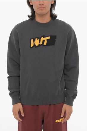 Off-white SEASONAL Slim Fit Rundhals-Sweatshirt mit kontrastierendem Detail in Grau