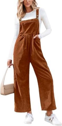 Cupshe Salopette en velours c&ocirc;tel&eacute; pour femme col carr&eacute; sans manches avec poche avant Jambes larges d&eacute;contract&eacute;e et &eacute;l&eacute;gante pour lautomne et lhiver, Marron 