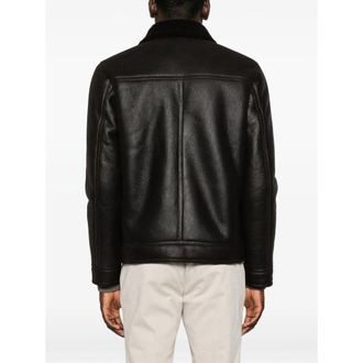 Dondup Shearling Collar Leather Jacket - Brown
