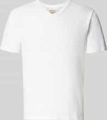 Superdry T-Shirt aus Baumwoll-Leinen-Mix mit V-Ausschnitt