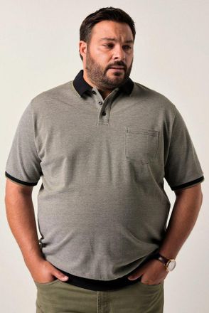 Men Plus Poloshirt Poloshirt Halbarm Bauchfit Piqu&eacute;