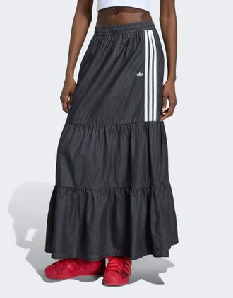 adidas Originals Summer Glow - Jupe en jean - Noir moyen