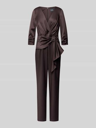 Adrianna Papell Cocktail-Jumpsuit mit V-Ausschnitt und 3/4-Arm