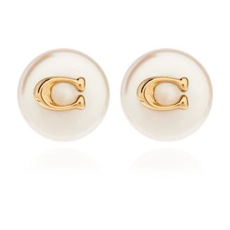 Coach Femme, Accessoires, Jaune, Taille: ONE Size Boucles doreilles avec perle