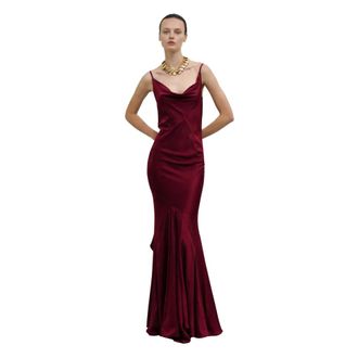 Erika Cavallini Semi Couture Femme, Robes, Rouge, Taille: 38 FR Robe Maxi Volant&eacute;e Ether