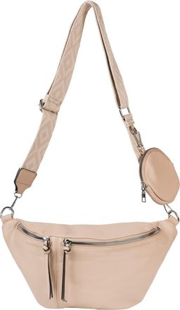 styleBREAKER Damen Halbmond Crossbody Schultertaschen Set 3-Teilig, Schultergurt mit Muster, Schl&uuml;sselanh&auml;nger, B&ouml;rse 02012398, Farbe:Hellbraun